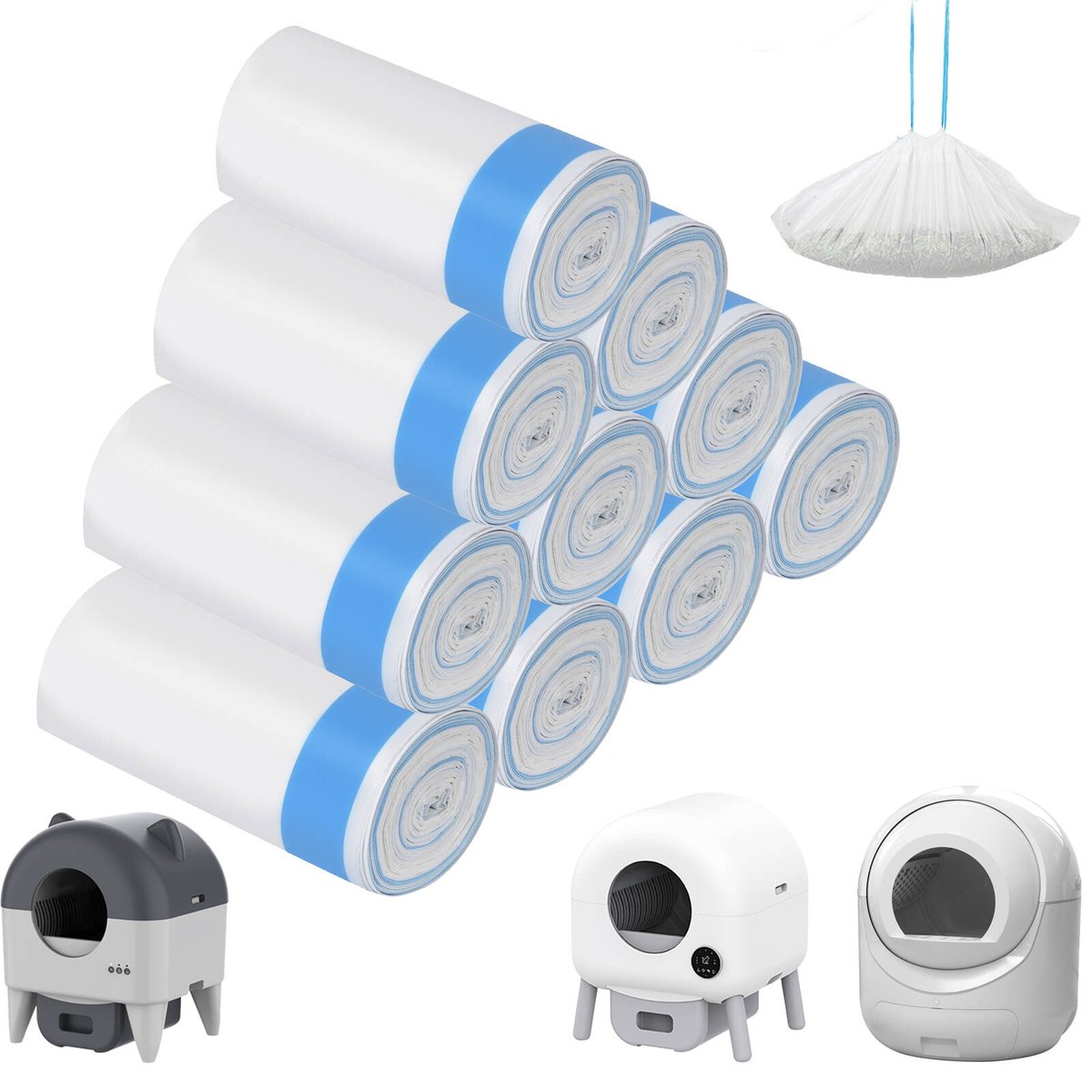 Advwin 200PCS Drawstring Cat Litter Box Liners Cat Litter Waste ...