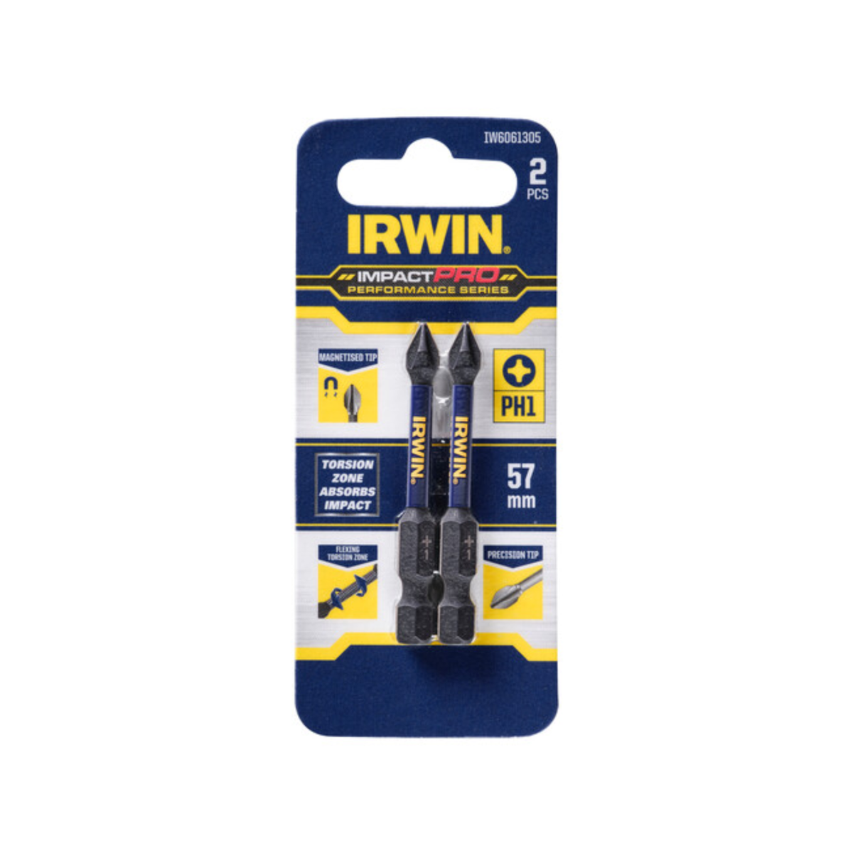 IRWIN 57mm Impact Pro Performance PH1 - 2 Pack - Bunnings Australia