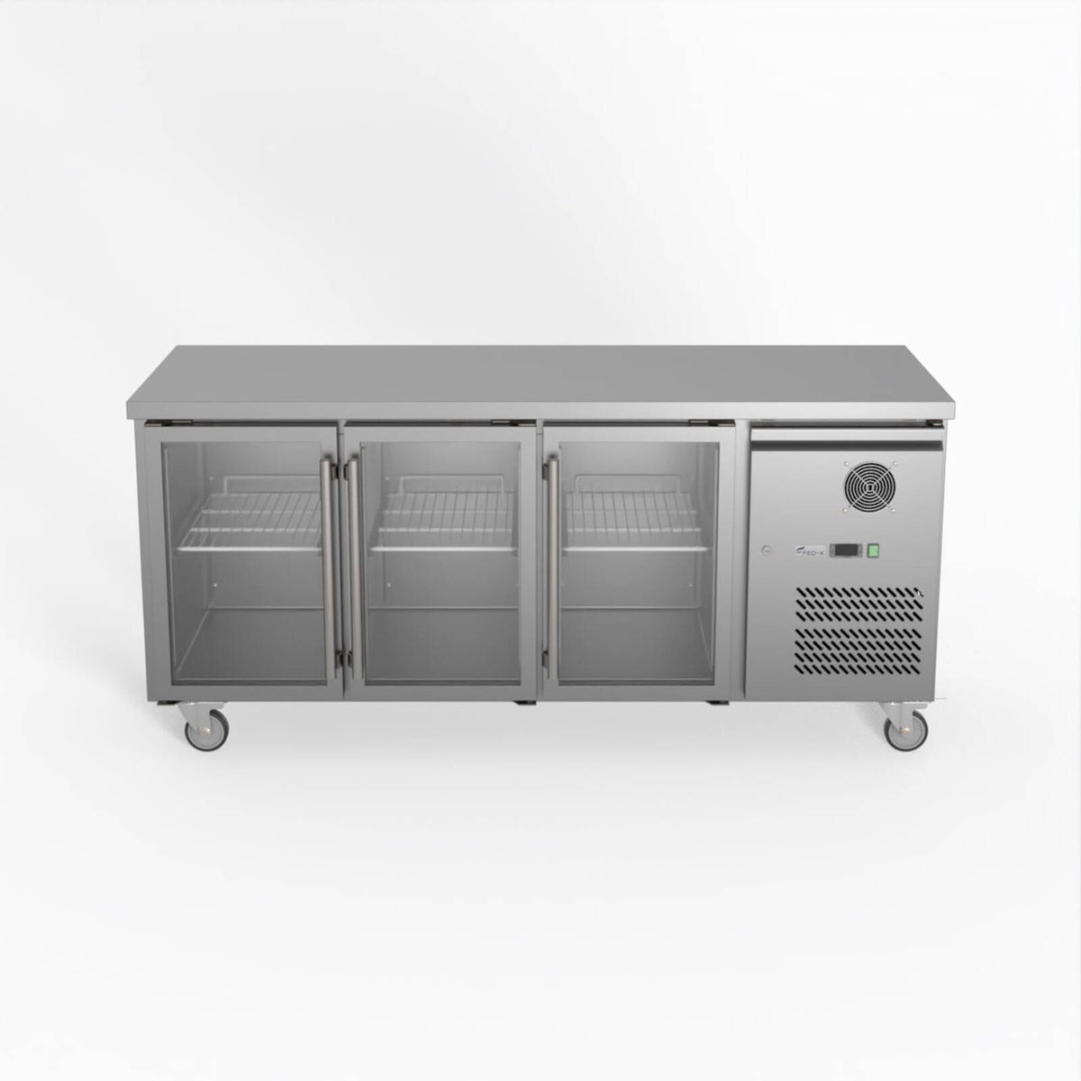 FED-X Three Glass Door Bench Fridge - Under Bench Fridges (XUB7C18G3V ...