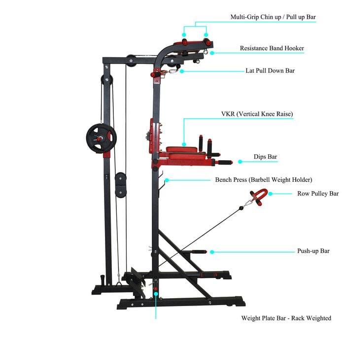 Power Tower - Power Rack - Lat Pulldown / Row Pulley / Chin Up Station ...