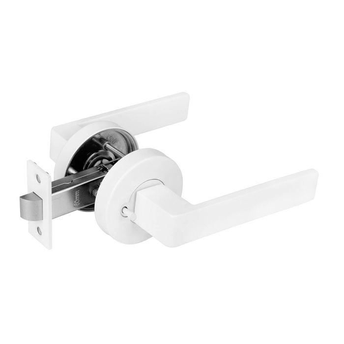 Delf Matte White Barcelona Privacy Lever Set - Bunnings Australia