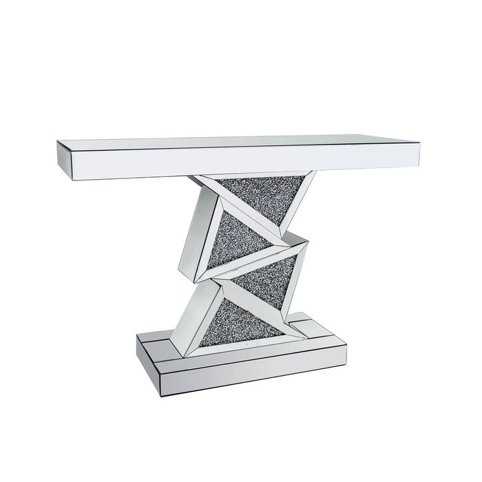 Hall Table MDF Silver Mirror Crush Crystal Zigzag Design - Bunnings ...