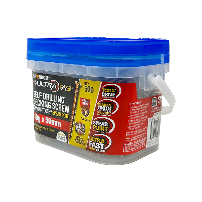 Bremick Ultrafast 10g x 50mm Stainless Steel 304 Bronze T20 Truss Head ...