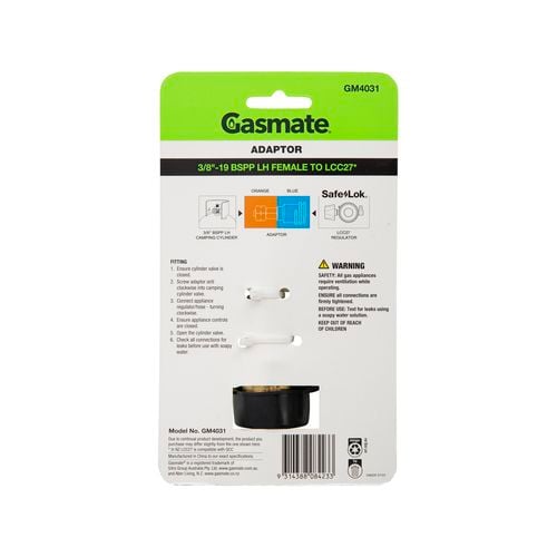 Gasmate Tap Adaptor - 1-20 UNEF to 3/8 BSPP LH - Bunnings Australia