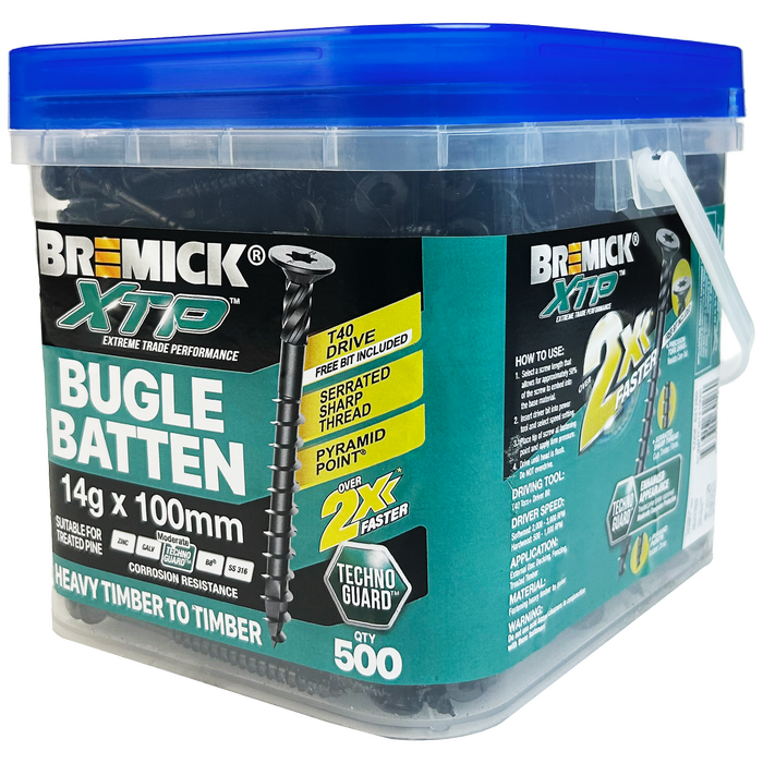 Bremick XTP 14g x 100mm T40 Technoguard Bugle Batten - 500 Pack ...