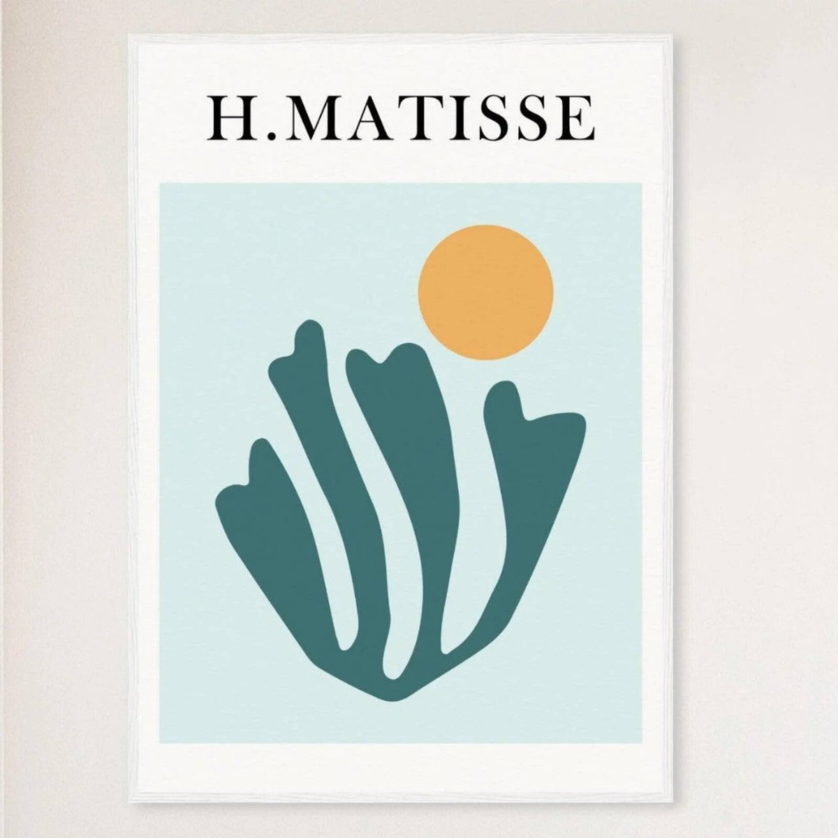 Galrie H. Matisse Abstract Art Print with Elegant Wood Frame, White ...