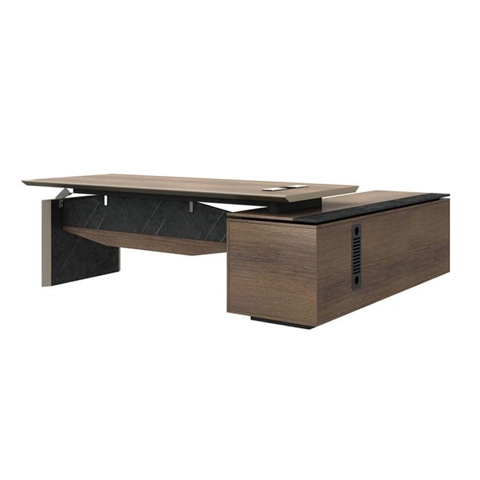 DreasyTech 2.4M Knight Executive Office Desk With Left Return Brown Oak ...