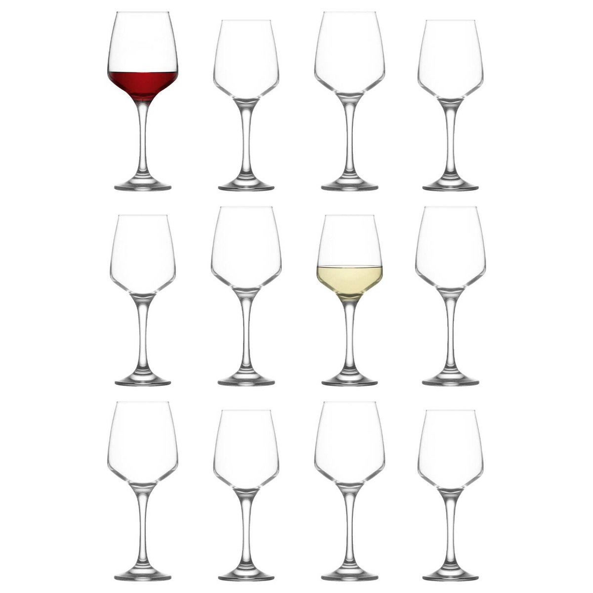 LAV 12 Piece Lal Wine Glasses Set - Contemporary Stemware Goblets for ...