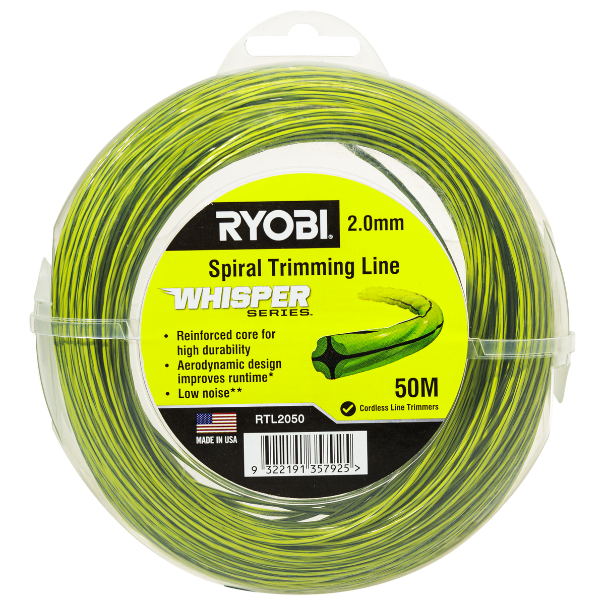 Ryobi 2mm x 50m Whisper Series Trimming Line - Bunnings Australia