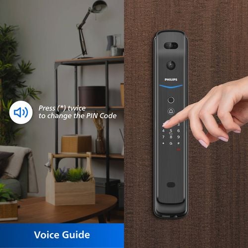 Philips Black EasyKey Smart 3D Facial Recognition And Video Intercom Mortise Door Lock ...