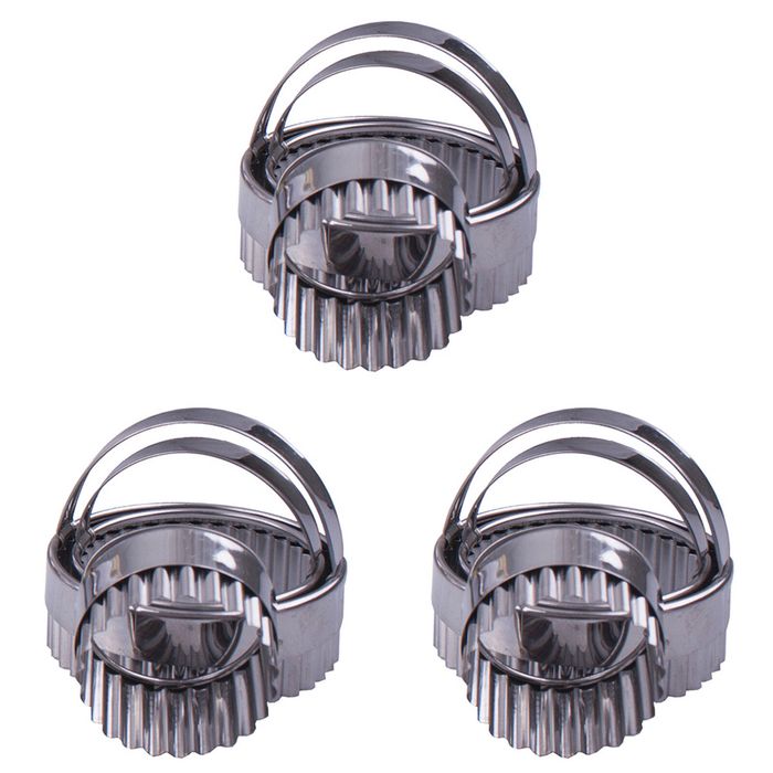 3x 3pc Appetito Stainless Steel Crinkle Scone Cutters w/Handle ...