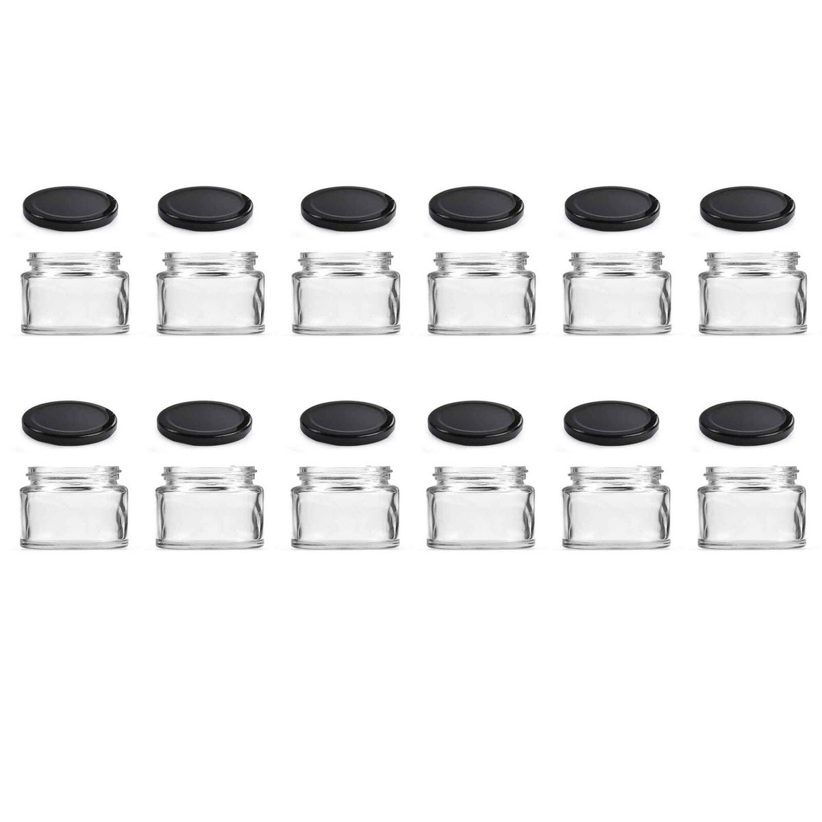 24x 200ml Flint Glass Jars + Twist - Round Food Cosmetic Packaging ...