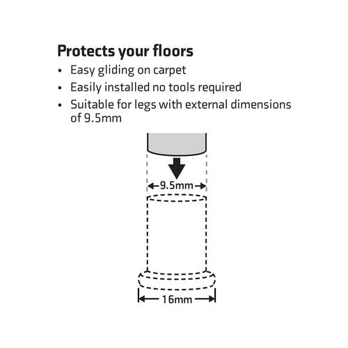 Surface Gard 9.5mm Black Round Plastic External Chair Tip - 4 Pack ...