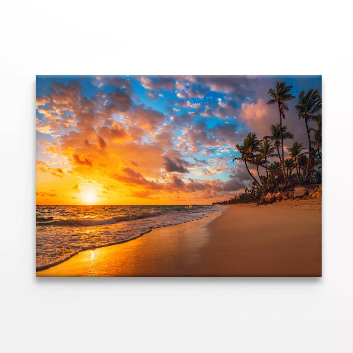 Sandy Beach with Waves Print 100% Australian Made 75 x 50cm (Stretched ...