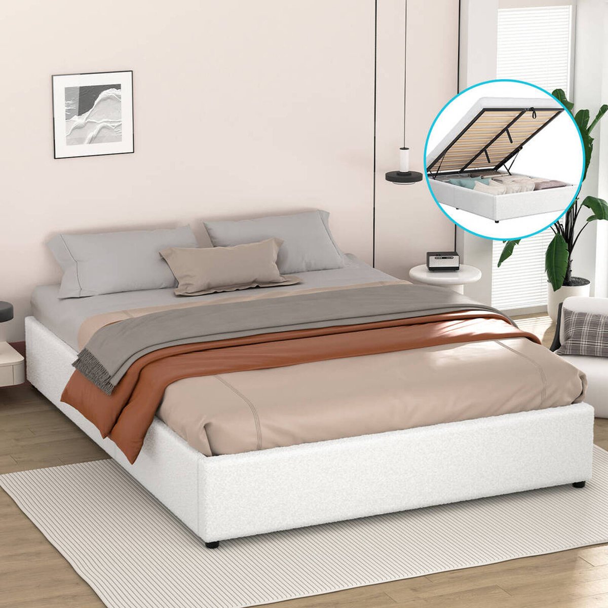 ALFORDSON Bed Frame Platform Storage Gas Lift Double - Bunnings Australia