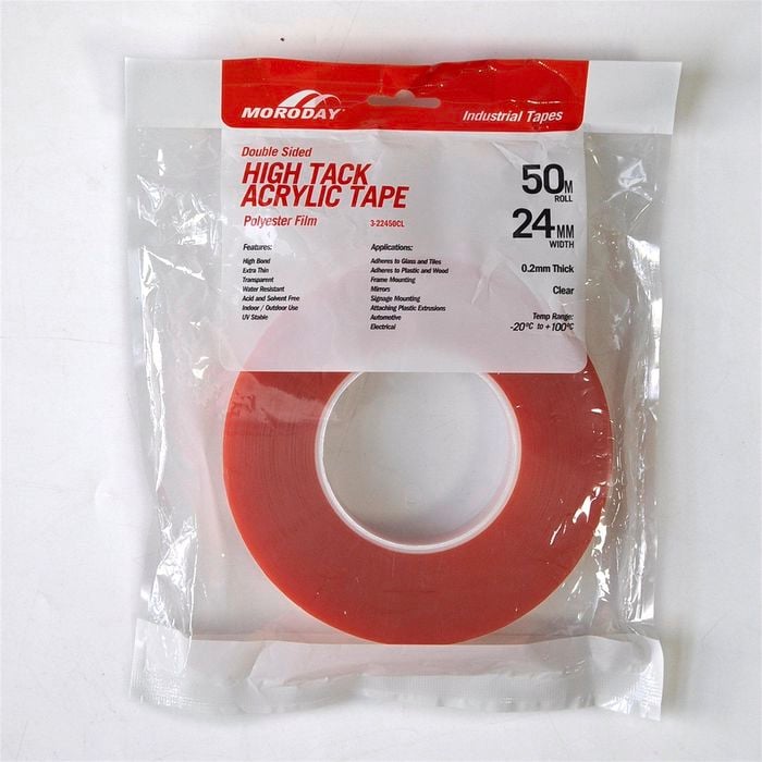 Moroday 24mm x 50m Clear Double Sided Hi Tack Polyester Tape - Bunnings ...