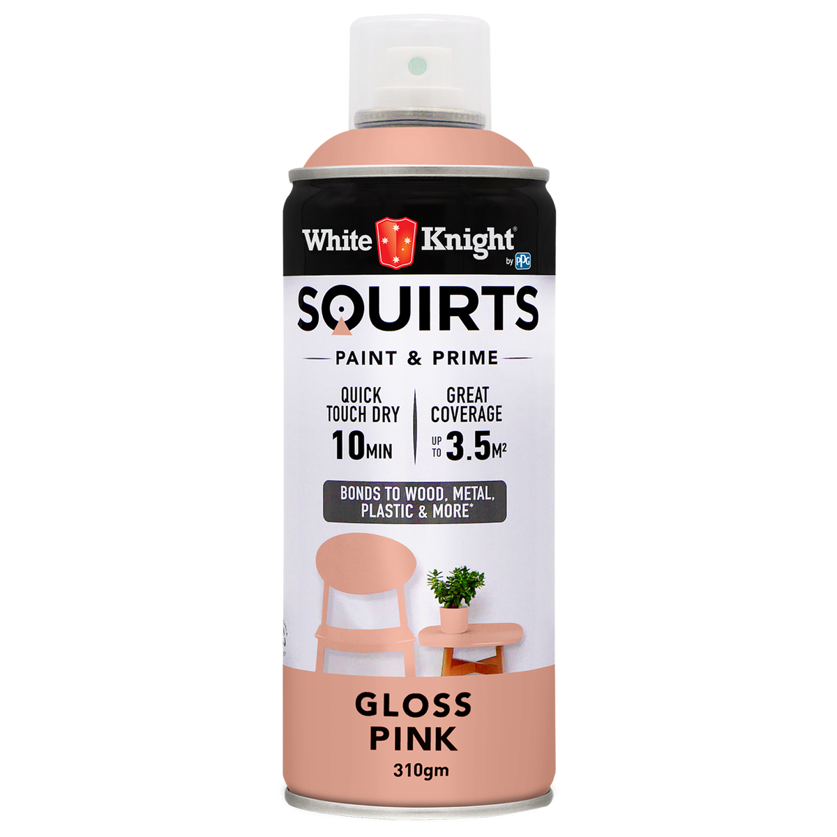 White Knight Squirts 310g Pink Gloss Spray Paint - Bunnings Australia