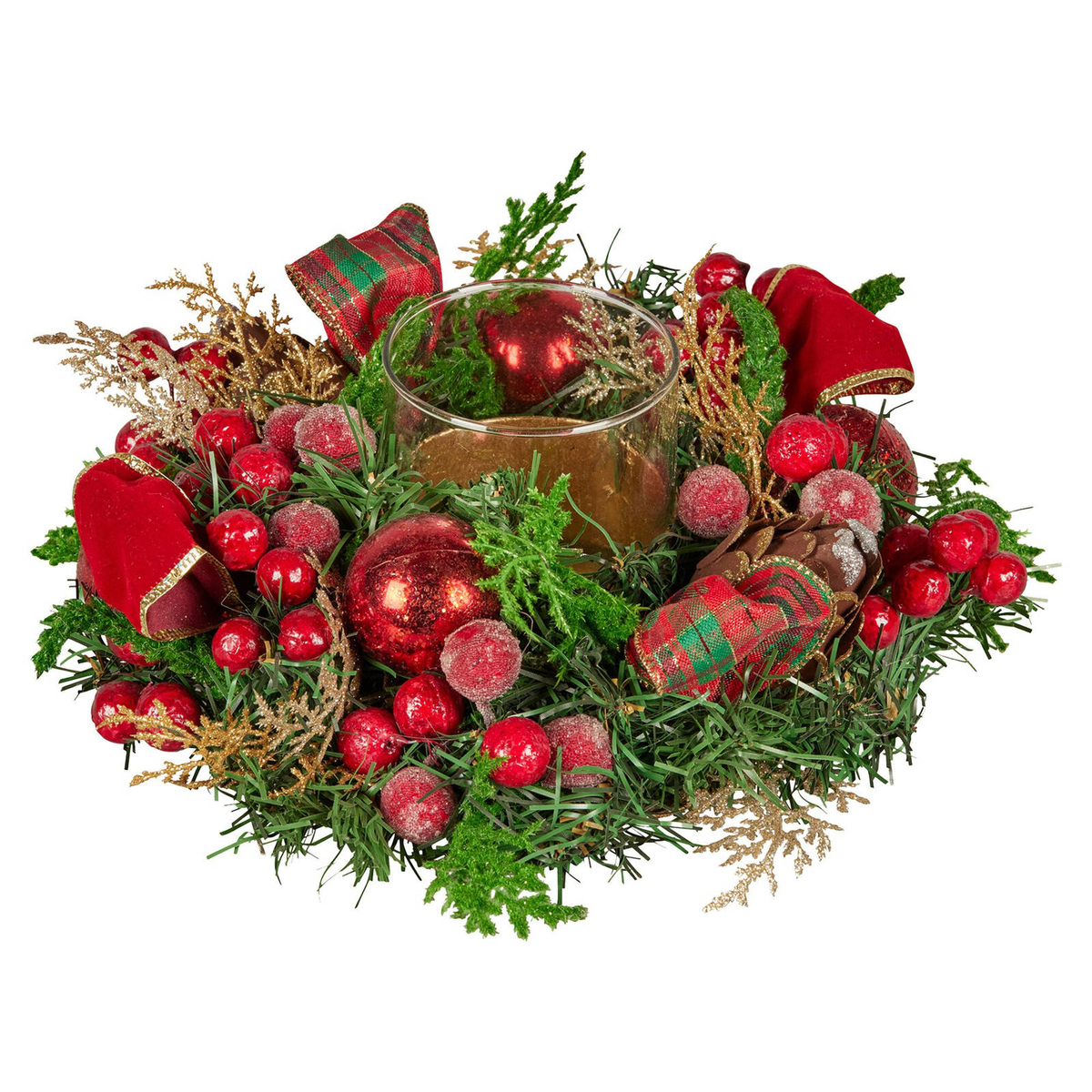 Christabelle 26cm Christmas Centrepiece Lush Green Decor Berries ...