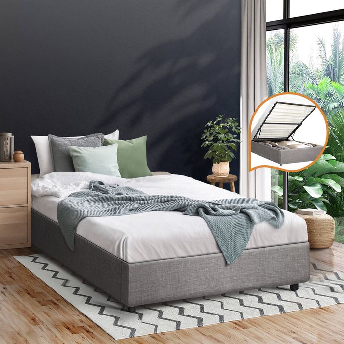 Oikiture Bed Frame Single Size Gas Lift Base With Storage - Bunnings ...