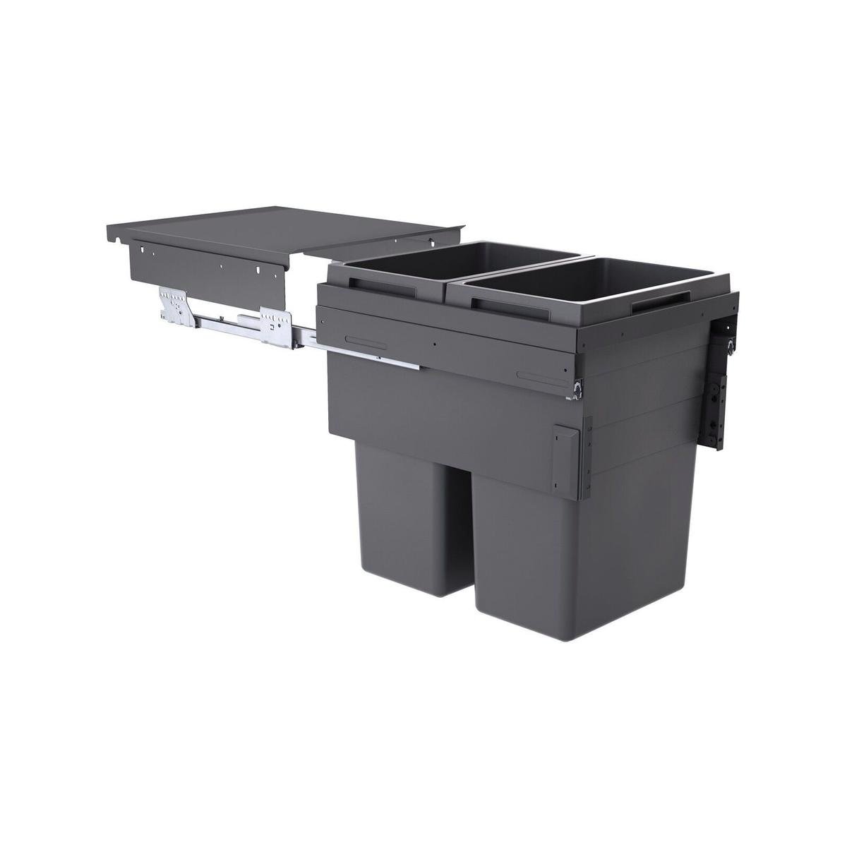 Hafele 2 x 38L Dark Grey Pull Out Waste Bin - Bunnings Australia