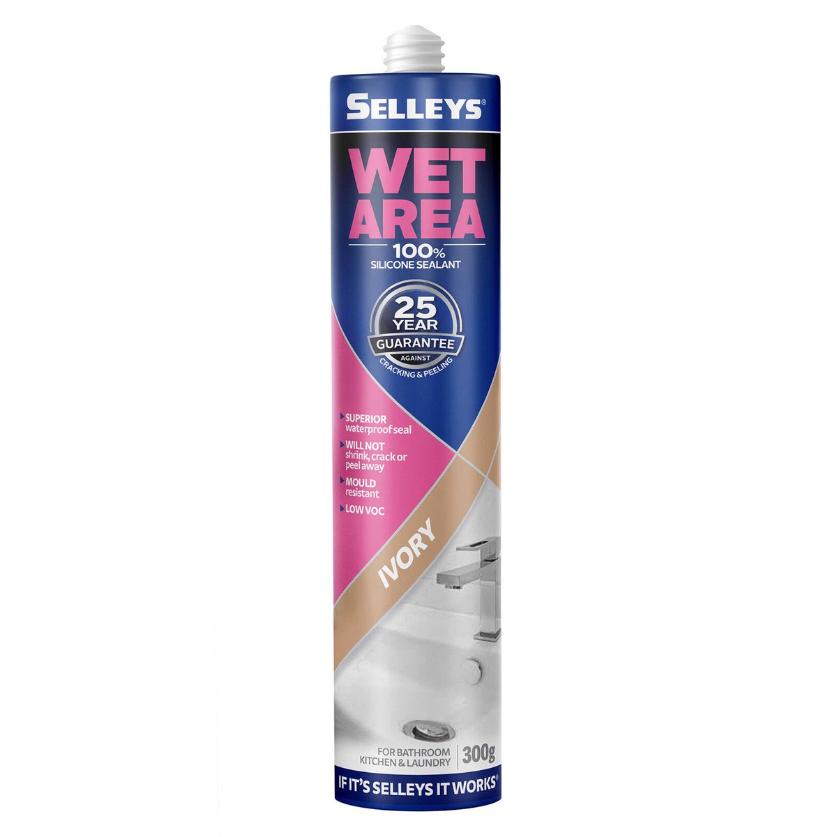 Selleys 300g Ivory Wet Area Waterproof Silicone Sealant - Bunnings ...