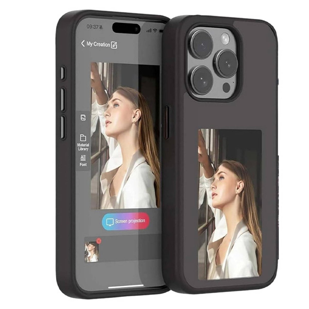 Pop Phones Smart NFC E-Ink Screen Case (Suits iPhone 15) - Black ...