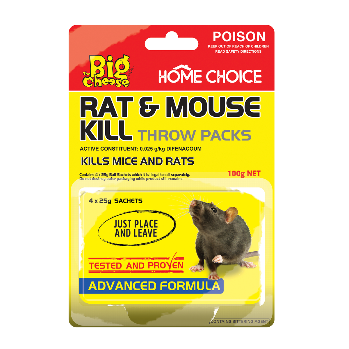 The Big Cheese 4 x 25g Home Choice Rat And Mouse Kill Throw Packs ...