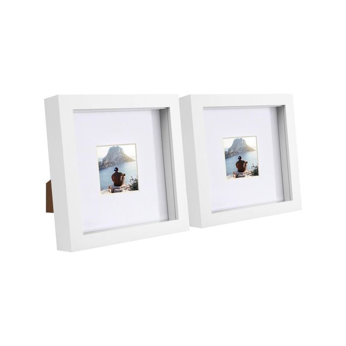 Nicola Spring 6" x 6" White 3D Box Photo Frames - 2" x 2" Mount - Pack ...