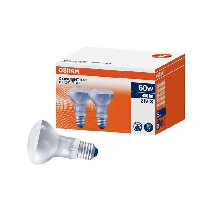 Osram R63 Spot Reflector Halogen 400Lm 60W Light Globe - 2 Pack ...