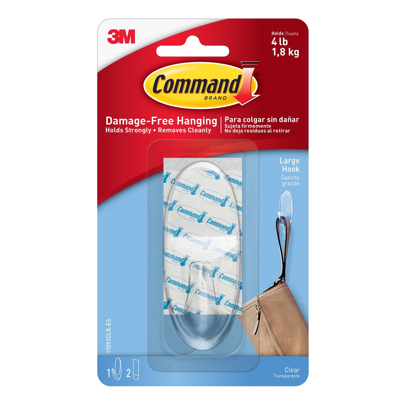 Command Large Clear Adhesive Wall Hook 1 Pack Bunnings Australia