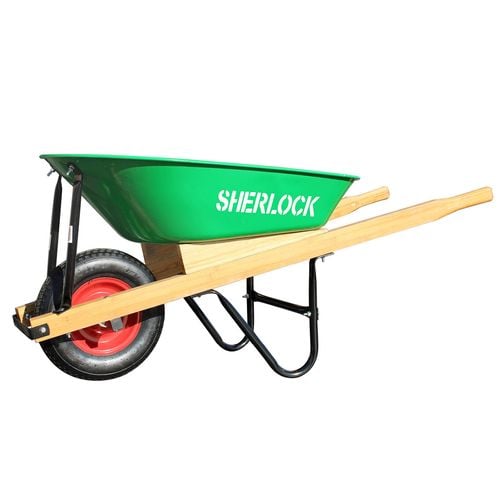 Sherlock 80L Steel Barrow with Bamboo Handles - Bunnings Australia