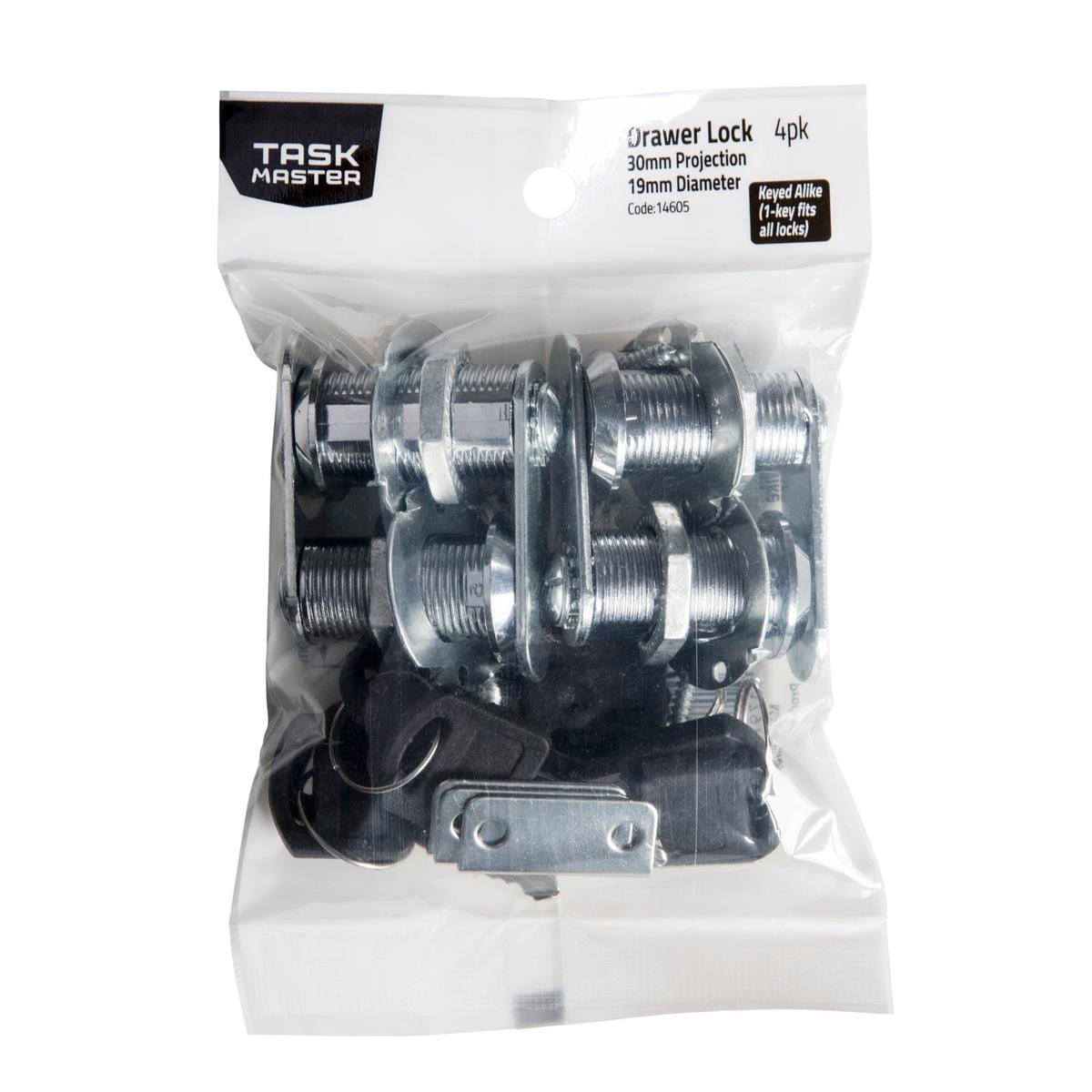 Taskmaster 19 x 30mm Drawer Locks Key Alike - 4 Pack - Bunnings New Zealand