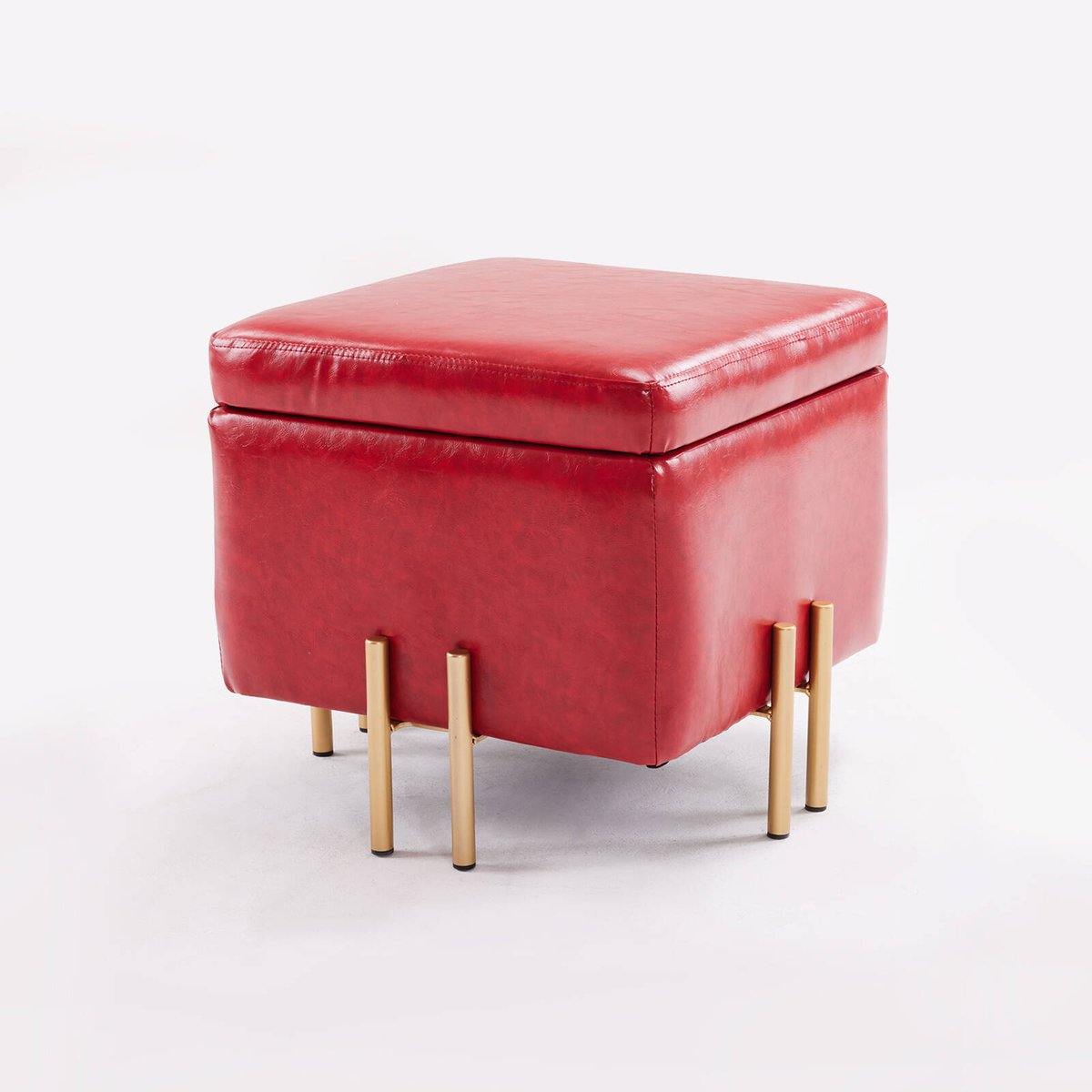 La Bella 45cm Red Cube Storage Ottoman Seat Chest Couch Tuffet Foot ...