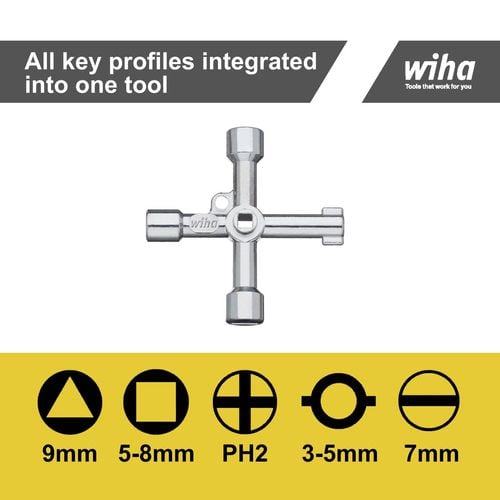 Wiha Cross Wrench Universal Switch Cabinet Key 5 Profiles - Bunnings ...