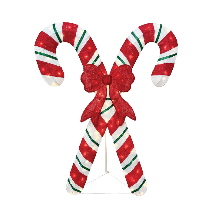 Galah 1.2m Festive Candy Cane And Bow Fabric Light - Bunnings Australia