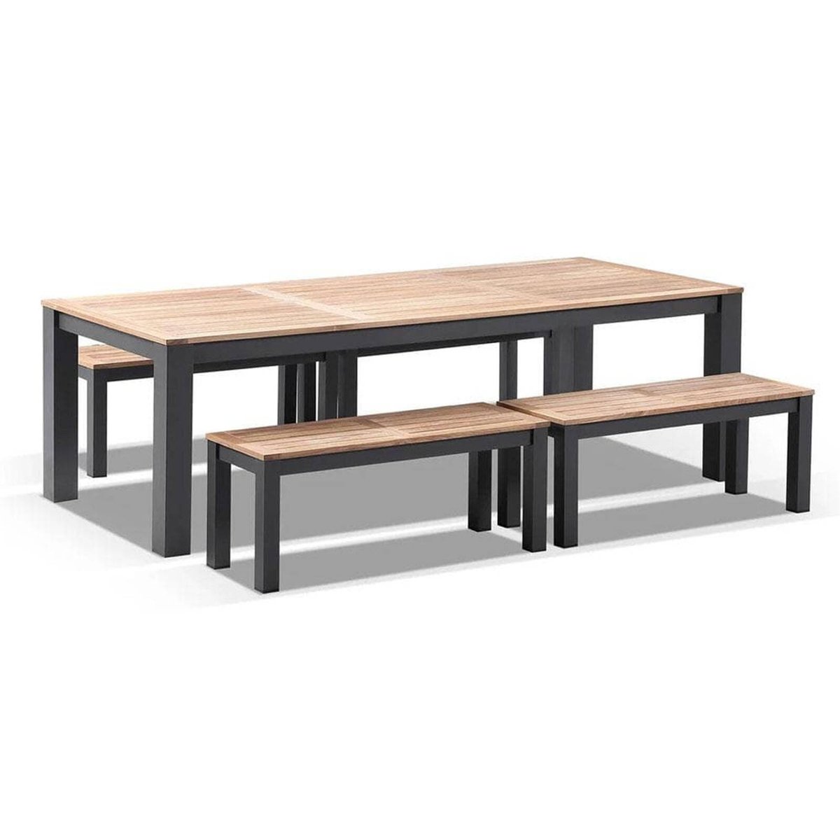 Balmoral 2.5M Teak Top Aluminium Table With Bench Seats - Bunnings ...