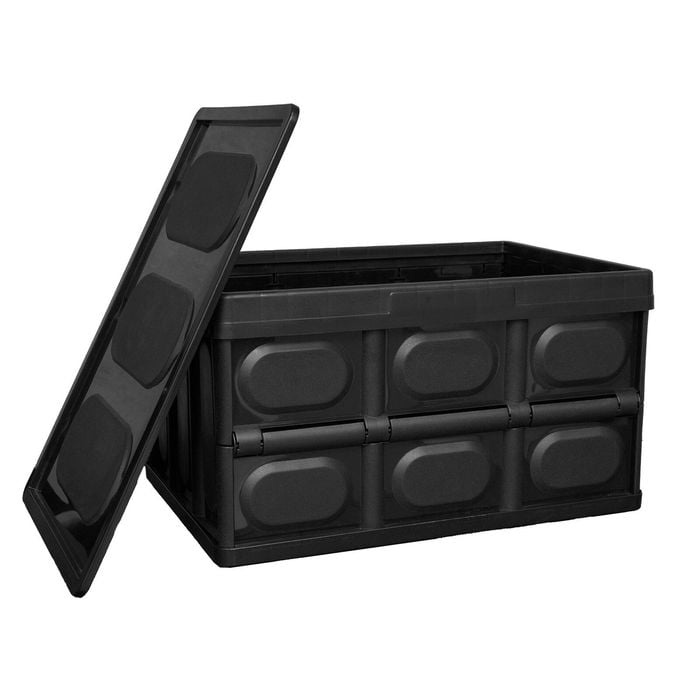All Set Black Collapsible Storage Crate With Lid - Bunnings Australia