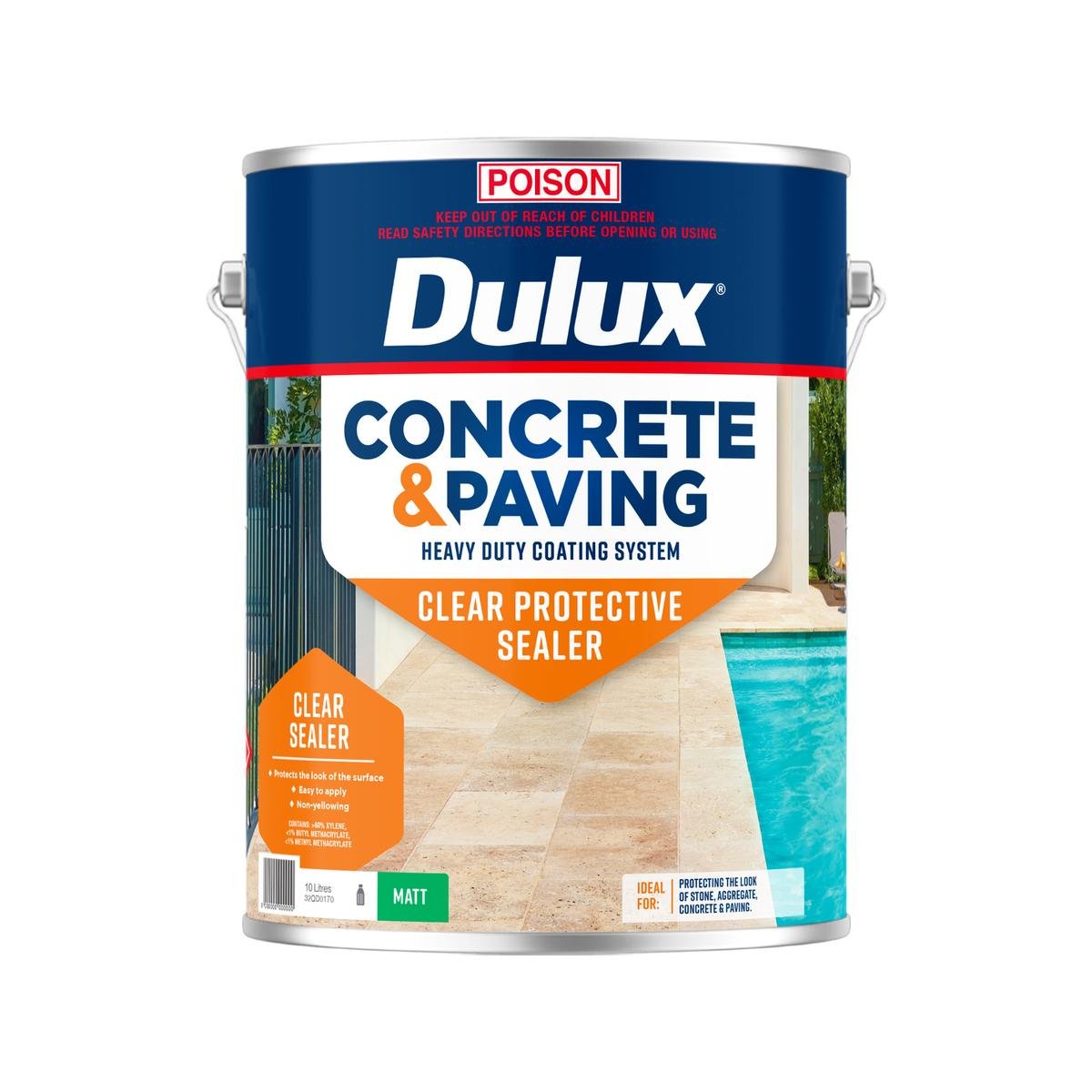 Dulux 10L Clear Matt Concrete And Paving Protective Sealer - Bunnings ...