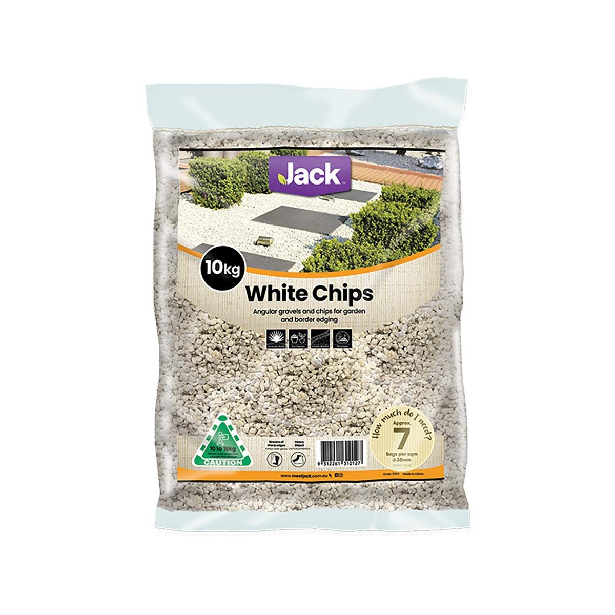 Jack 10kg White Decorative Pebble Chips - Bunnings Australia