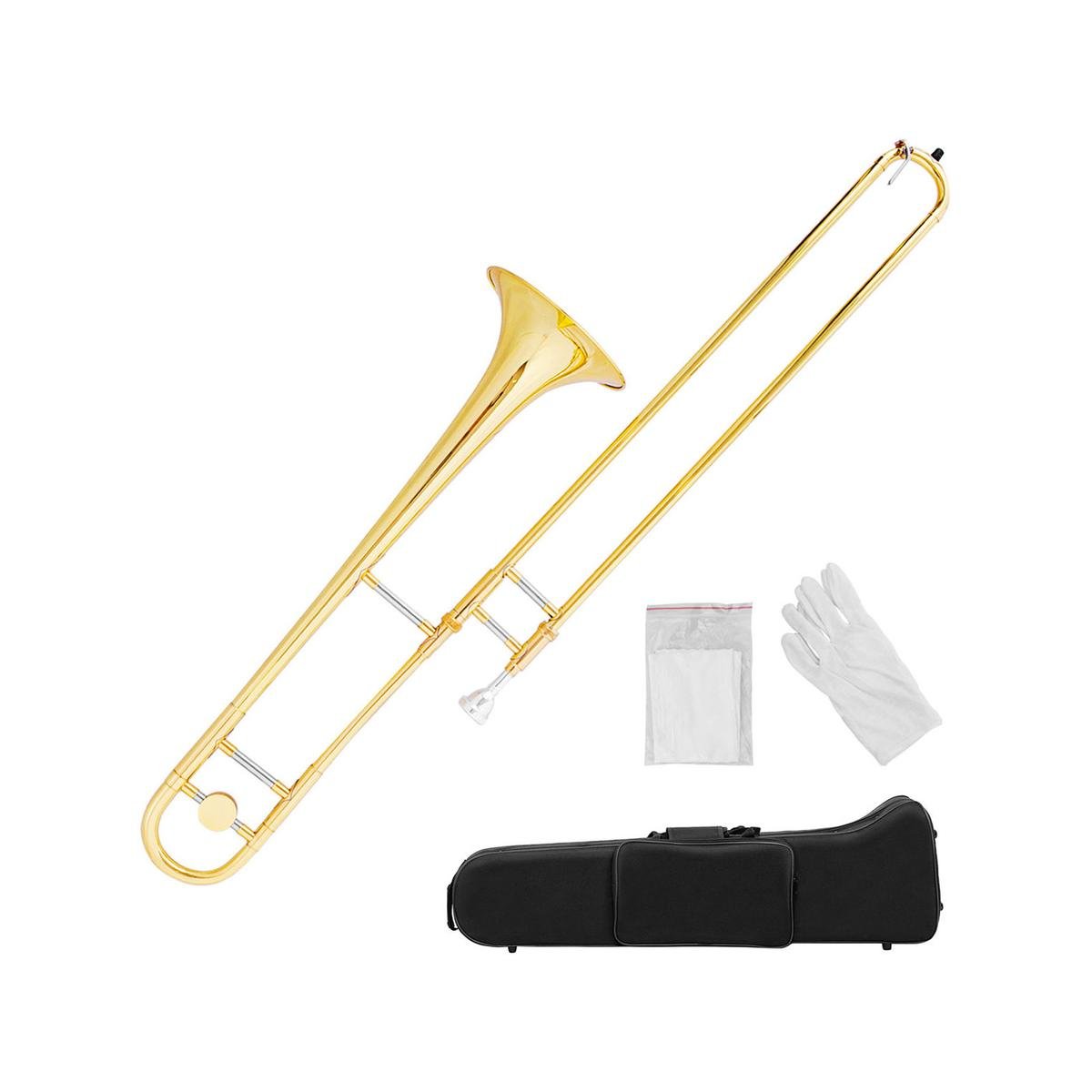 Costway B Flat Brass Trombone Musical Instrument Beginners Students w ...