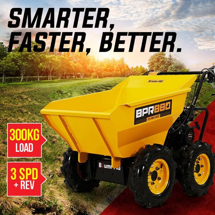 Baumr-AG Power Wheelbarrow Motorized Mini Petrol Powered Wheel Barrow ...