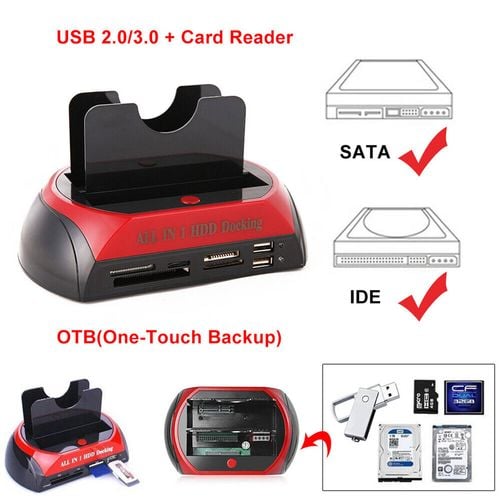 All In One Docking Station USB Dual-Bay Hard Drive 2.5" 3.5" IDE SATA ...