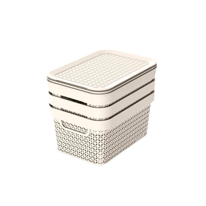 Ezy Storage 5L Mode Decorative Basket With Lid - 3 Pack - Bunnings New Zealand