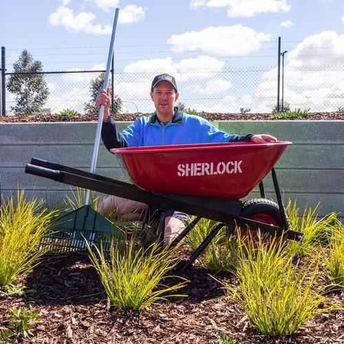 Sherlock 100L Home Use Steel Tray Wheelbarrow - Bunnings Australia