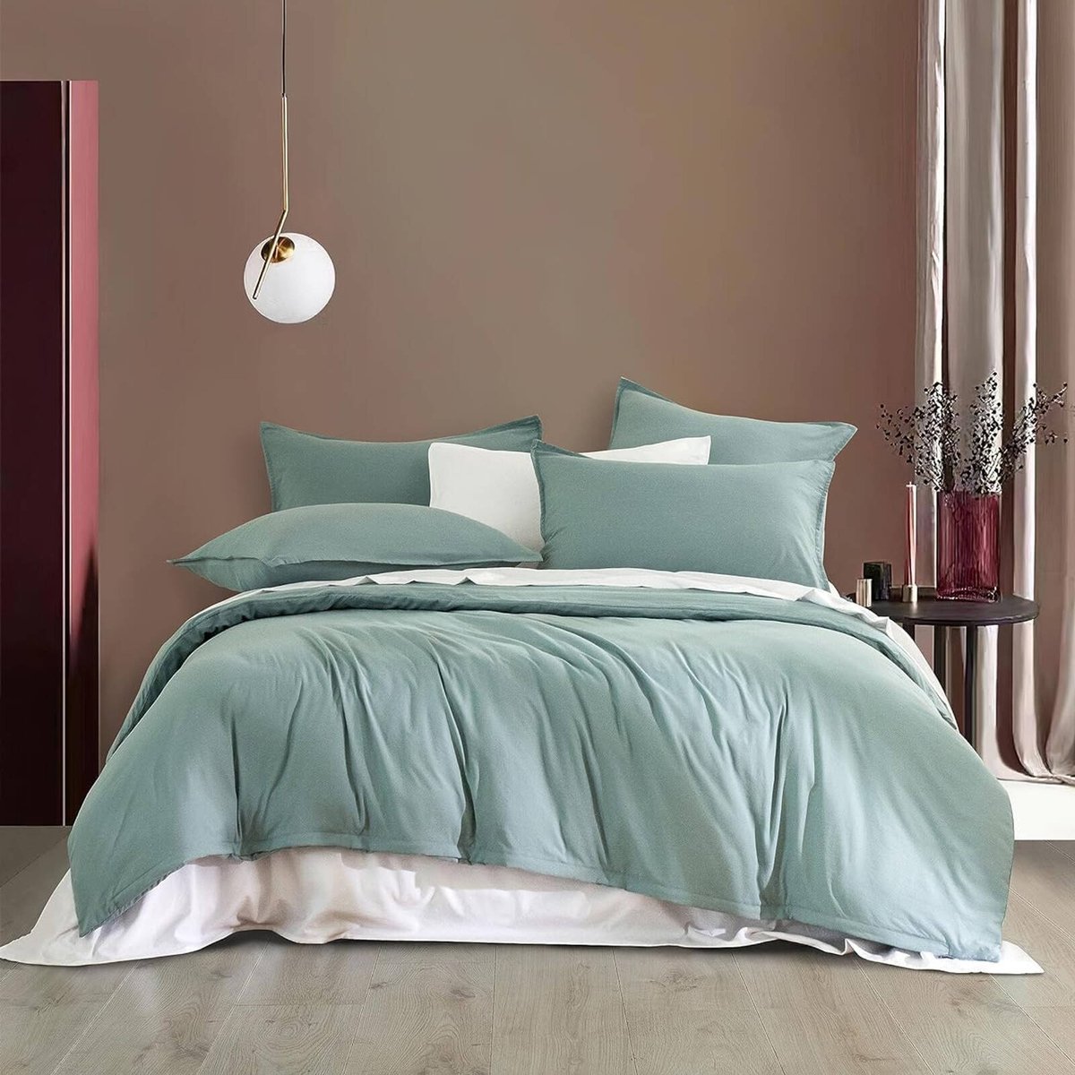 CleverPolly Vintage Washed Microfibre Quilt Cover Set - Seafoam ...