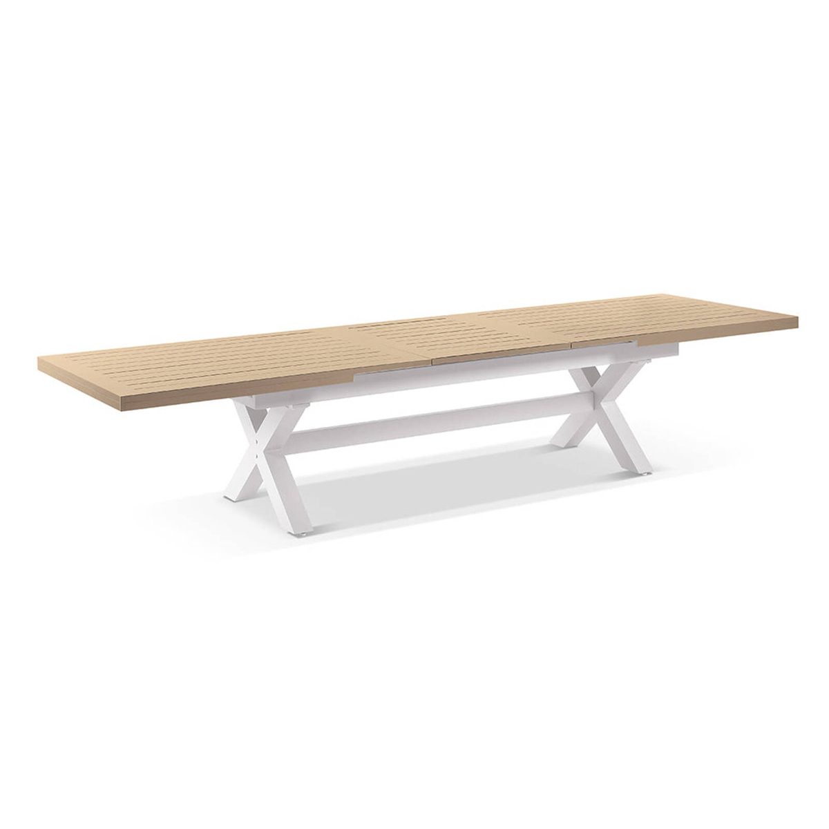 Austin Outdoor 3m-3.8m Extension Dining Table with Light Oak Aluminium ...