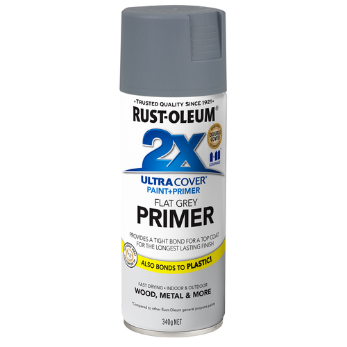 Rust-Oleum 340g Grey Flat Primer 2X Ultra Cover - Bunnings New Zealand