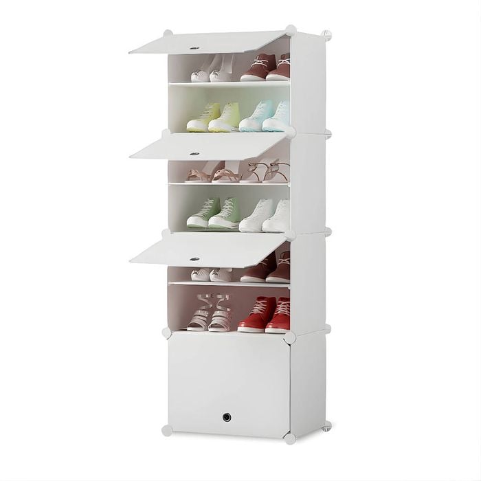 SOGA 7 Tier Single Column Shoe Rack White - Bunnings Australia