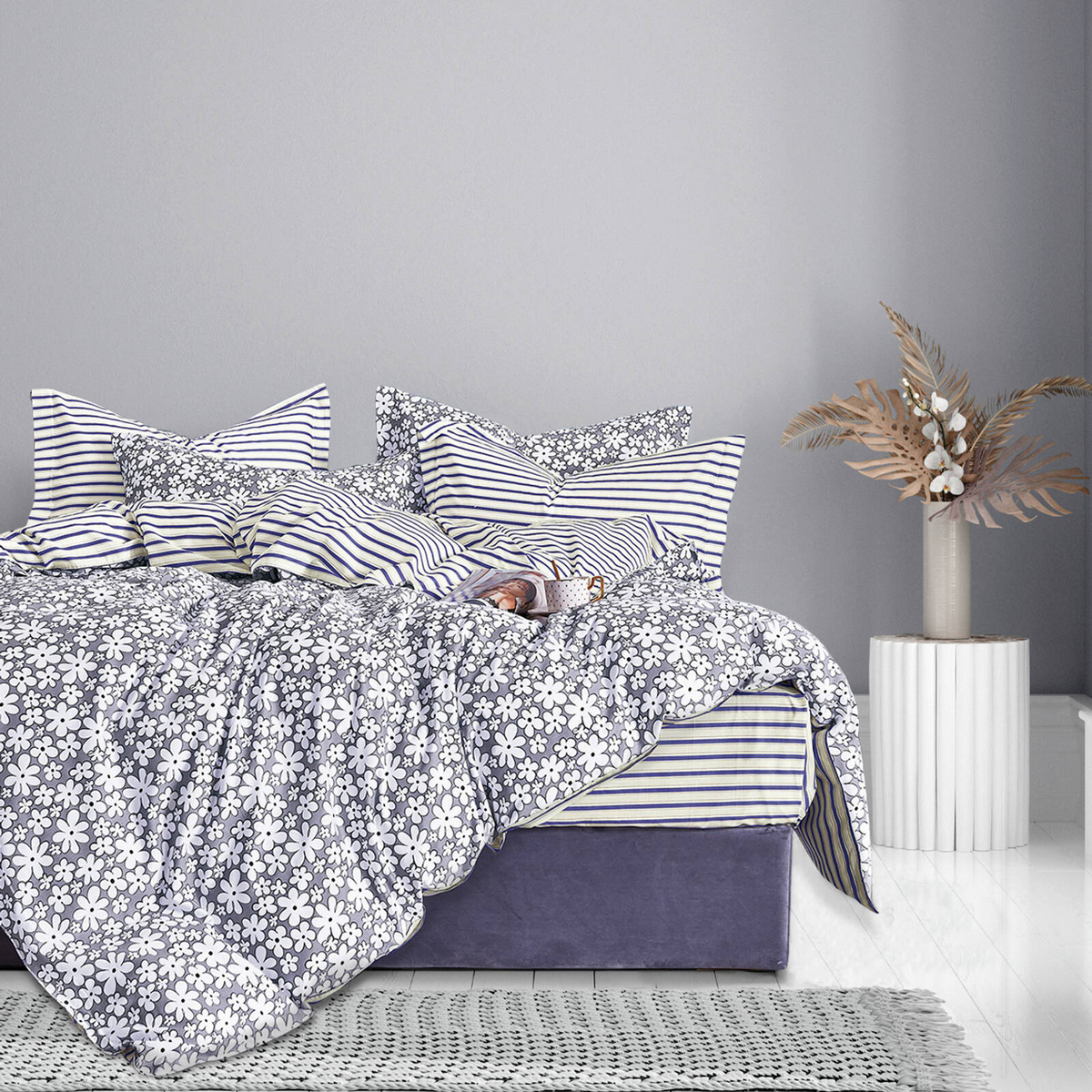 Ardor Double Bed Quilt Cover Set Mia Cotton Mauve - Bunnings Australia