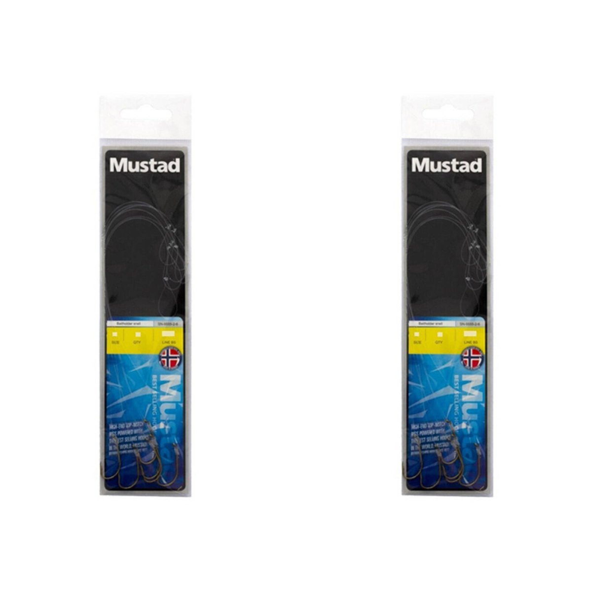 2x 6PK Mustad Hand Tied Snelled Rigs with 9555 Bronze Baitholder Hooks ...